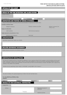 Alarm Installation Certificate